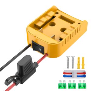 power wheel adapter for dewalt 20v battery, power wheels battery converter kit with switch & fuse & wire terminals & 12 awg wire for diy rc car toys robotics