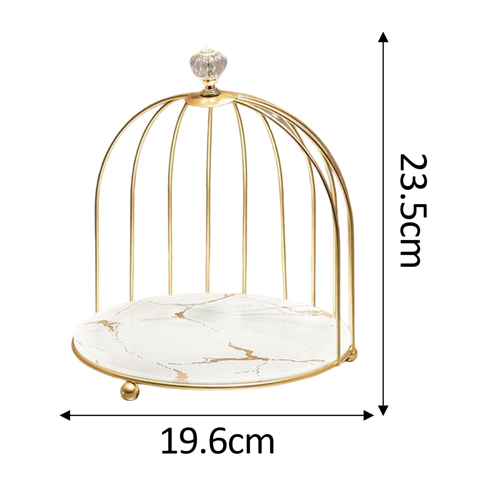 Milageto Cosmetics Iron Storage Rack Birds Cage Dresser Organizer Nordic Jewelry Perfume Lipstick Bathroom Makeup Holder Cake Stand for Bathroom, white gold 1 tier