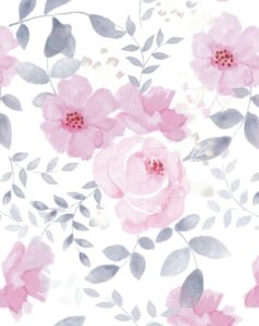 floral wallpaper floral contact paper peel and stick wallpaper boho wallpaper for bedroom pink flower wallpaper leaf wallpaper self-adhesive removable wallpaper watercolor kids nursery 17.3“×78.7”