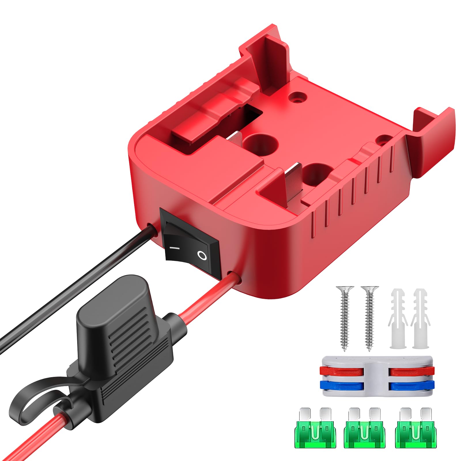 1 Pack Power Wheels Adapter for Milwaukee M18 Battery Adapter Power Wheels Battery Converter Kit with Fuse & Switch & Wire Terminals & 12 AWG Wire for DIY RC Car Toys Robotics