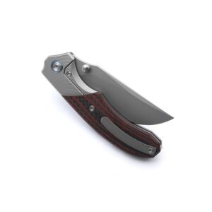 Miguron Knives M Centurion II Folding Knife 3.5" M390 Blade Titanium And Red Carbon Fiber Handle Pocket Knife MGR-609RDII