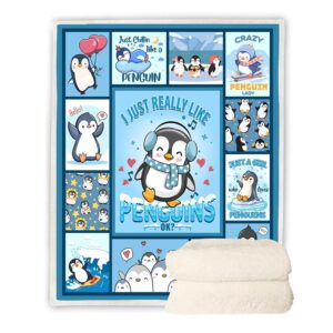 peakman Penguin Gifts Blanket,Penguin Blanket Throw,Penguin Gifts for Women Men Kids,Penguin Lover Gifts,Penguin Gifts for Penguin Lovers,Warm Soft Cozy Plush Penguin Blanket for Bed Couch 50"x 60"