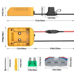 Power Wheel Adapter for Dewalt 20V Battery, Power Wheels Battery Converter Kit with Switch & Fuse & Wire Terminals & 12 AWG Wire for DIY RC Car Toys Robotics