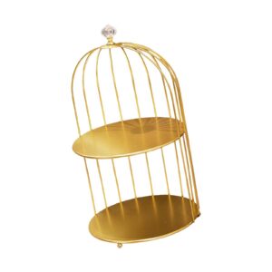 menolana bird cage dresser organizer, bathroom makeup holder, nordic perfume lipstick cosmetics iron storage rack cupcake stand for bathroom countertop, gold 2 tier