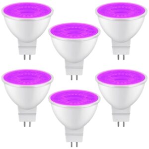 lanties 6 pieces halloween mr16 led bulb 12v 6w light bulbs for christmas holiday party decoration outdoor landscape lighting party(purple)