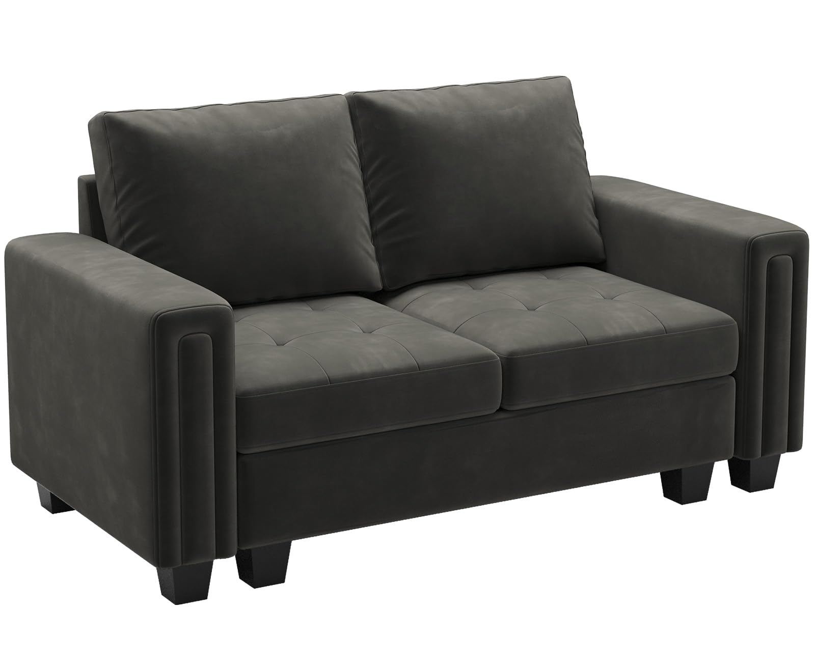 Belffin Velvet Modular Loveseat Sofa Couch 2 Seater Sofa Love Seats for Small Space Grey