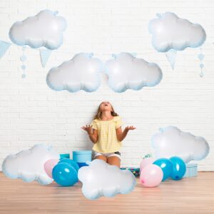 8 Pieces 27 Inches White Cloud Balloons, Large Foil Mylar Clouds Shaped Balloons for Boys Girls Birthday Wedding Engagement Anniversary Rainbow Sky Party Supplies Bridal Baby Shower Decorations