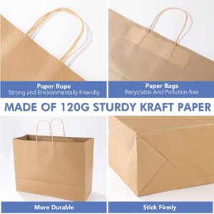 XPCARE 100Pack Kraft Paper Bags with Handles Bulk, 16x6x12 Inch Brown Paper Bags, Kraft Shopping Bags for Small Business Merchandise,Wedding Party Favor Bags