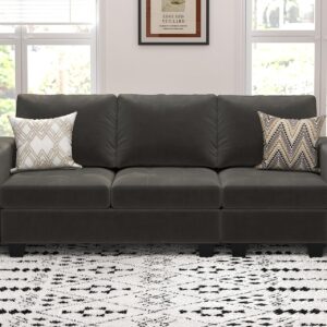 Belffin Velvet Modular Sofa Couch 3 Seater Sofa Couch for Living Room Grey