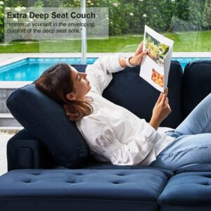 Belffin Velvet Modular Sofa Couch 3 Seater Sofa Couch for Living Room Blue