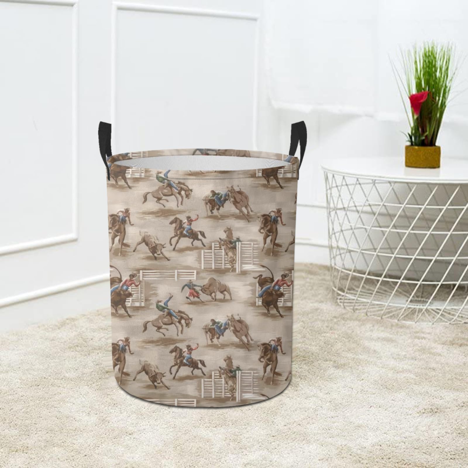 Laundry Basket Rustic Western Cowgirl Cowboy Rodeo Laundry Hamper Foldable Storage Basket for Bathroom Room Home Decor