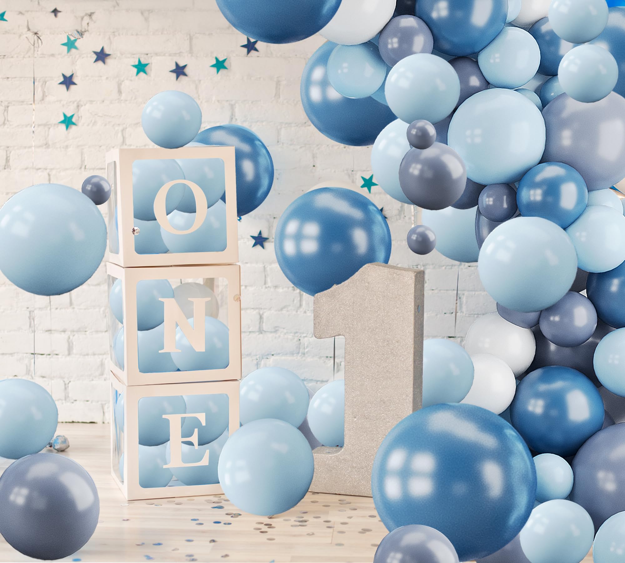 Dusty Blue Balloon Arch Garland Kit-143Pcs Macaron Gray Blue Balloons for Birthday Bridal Shower Christmas Reunion Party Wedding Decoration