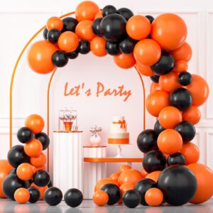 yaowky black orange balloon garland arch kit,115pcs 18 12 10 5 inch matte black orange latex balloons for halloween celebration trick or treat party spooky ghost party bar anniversary decoration