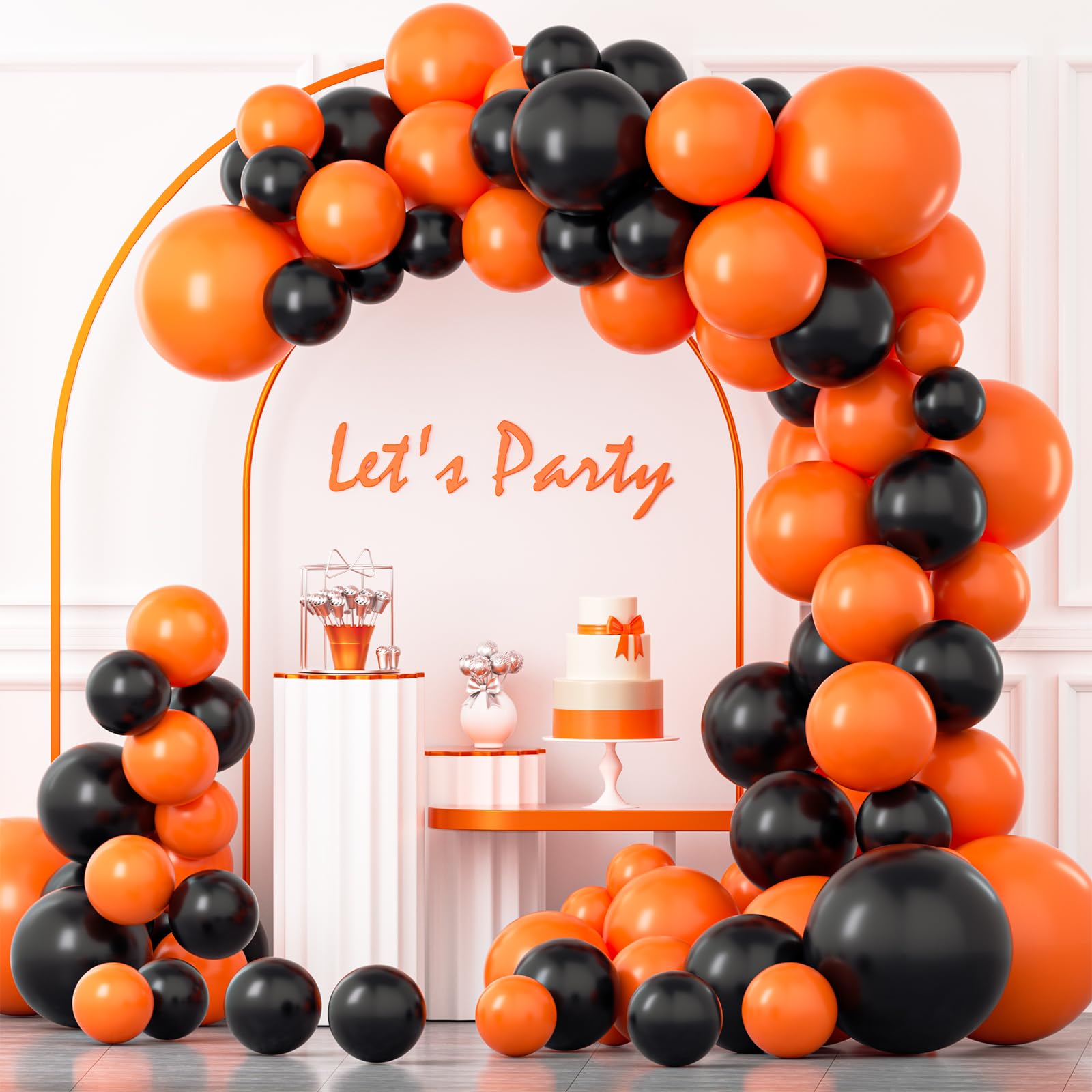 YAOWKY Black Orange Balloon Garland Arch kit,115Pcs 18 12 10 5 Inch Matte Black Orange Latex Balloons for Halloween Celebration Trick or Treat Party Spooky Ghost Party Bar Anniversary Decoration