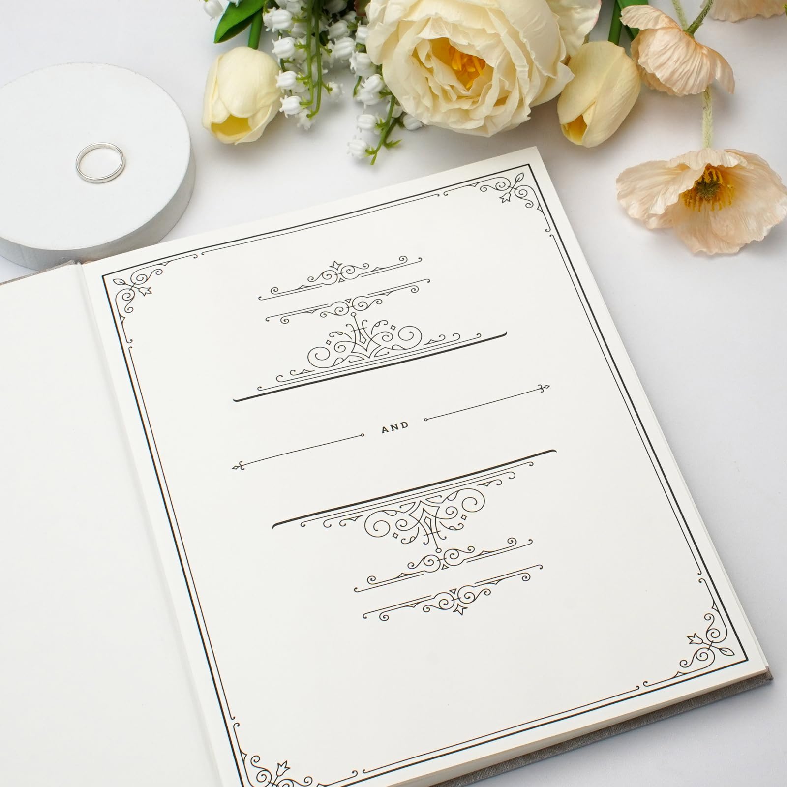 Vienrose Wedding Guest Book Polaroid Guest Book Photo GuestBook Sign in book Personalized Linen Cover 120 Pages Hardcover with Lined, Alternative Baby Shower, Party, Birthday (10" x 8" Minimalist)