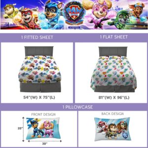 Franco Paw Patrol 2 The Movie Bedding Super Soft Microfiber 4 Piece Full Size Sheet Set, (Official Licensed Product)