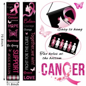 Breast Cancer Awareness Porch Sign-Hope Love Cure Party Supplies Pink Ribbon Door Banner Women October Breast Cancer Month Decorations for Home