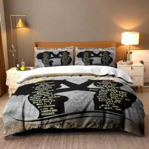 luvivihome 3pcs african american bedding set, black girl duvet cover queen, afro king melanin queen comforter quilt cover, bedroom decor for couples gifts, romantic gifts, we're a team, 2 pillow cases