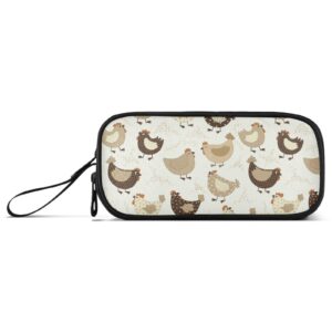 ALAZA Carton Chicken Pencil Case Large Capacity,Pencil Pouch Office College Large Storage Pen Bag 3 Compartment Pencil Cases for Women Adults Teen