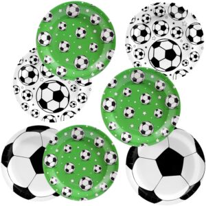 uroinepa soccer party decoration supplies 60 pcs soccer plates soccer birthday dessert dinner plates disposable soccer themed party favors decorations for boy baby shower