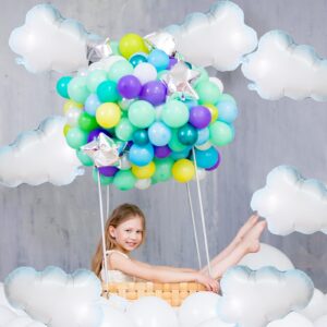 8 Pieces 27 Inches White Cloud Balloons, Large Foil Mylar Clouds Shaped Balloons for Boys Girls Birthday Wedding Engagement Anniversary Rainbow Sky Party Supplies Bridal Baby Shower Decorations