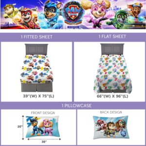 Franco Paw Patrol 2 The Movie Bedding Super Soft Microfiber 3 Piece Twin Size Sheet Set, (Officially Licensed Product)