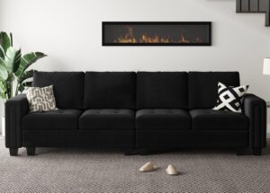 belffin velvet modular 4 seat sofa couch sectional 4-seat sofa couch for living room black