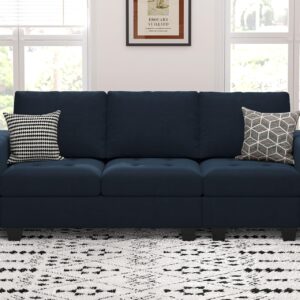 Belffin Velvet Modular Sofa Couch 3 Seater Sofa Couch for Living Room Blue