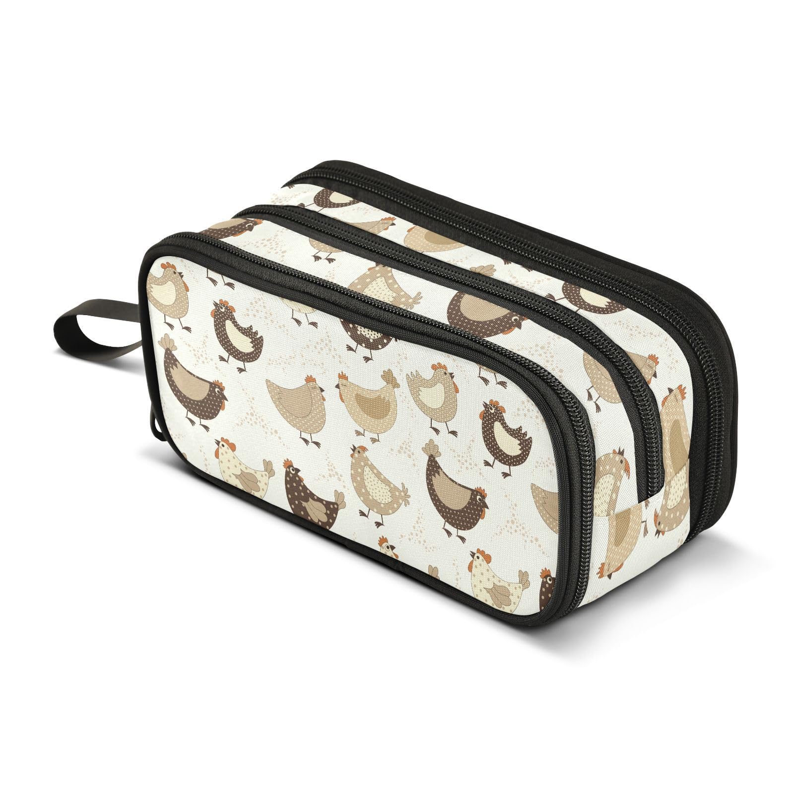 ALAZA Carton Chicken Pencil Case Large Capacity,Pencil Pouch Office College Large Storage Pen Bag 3 Compartment Pencil Cases for Women Adults Teen