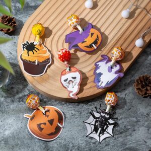 Riseyue Christmas Halloween Lollipop Decoration Card Paper Variety of Design Candy Holder Gift Cards School Games Prizes (210pcs Halloween candy card)