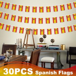 Spain String Flag Pennant Banner, Small Mini Spanish Flags Bunting Banner, National Country Decoration for School, Party, Sports Events, Patriotic Festival, 33 Feet 30 Flags