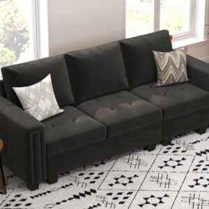 Belffin Velvet Modular Sofa Couch 3 Seater Sofa Couch for Living Room Grey