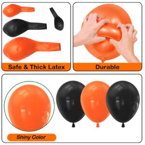 YAOWKY Black Orange Balloon Garland Arch kit,115Pcs 18 12 10 5 Inch Matte Black Orange Latex Balloons for Halloween Celebration Trick or Treat Party Spooky Ghost Party Bar Anniversary Decoration