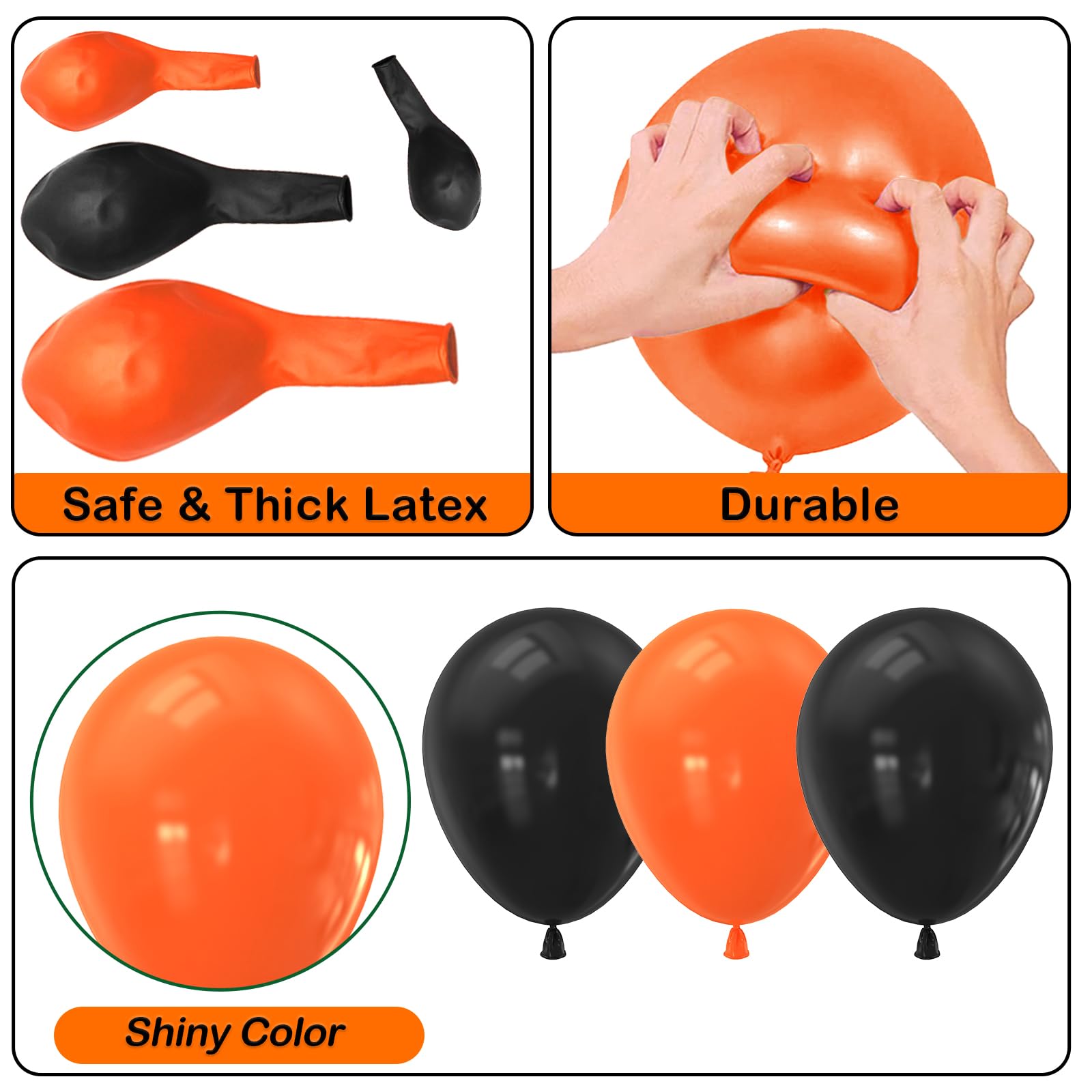 YAOWKY Black Orange Balloon Garland Arch kit,115Pcs 18 12 10 5 Inch Matte Black Orange Latex Balloons for Halloween Celebration Trick or Treat Party Spooky Ghost Party Bar Anniversary Decoration