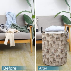 Laundry Basket Rustic Western Cowgirl Cowboy Rodeo Laundry Hamper Foldable Storage Basket for Bathroom Room Home Decor