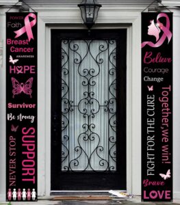 breast cancer awareness porch sign-hope love cure party supplies pink ribbon door banner women october breast cancer month decorations for home