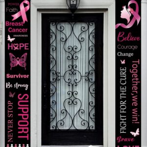 Breast Cancer Awareness Porch Sign-Hope Love Cure Party Supplies Pink Ribbon Door Banner Women October Breast Cancer Month Decorations for Home