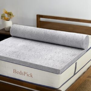 bedspick memory foam mattress topper queen 2 inch, foam mattress pad, super soft queen size bed toppers with ventilation holes