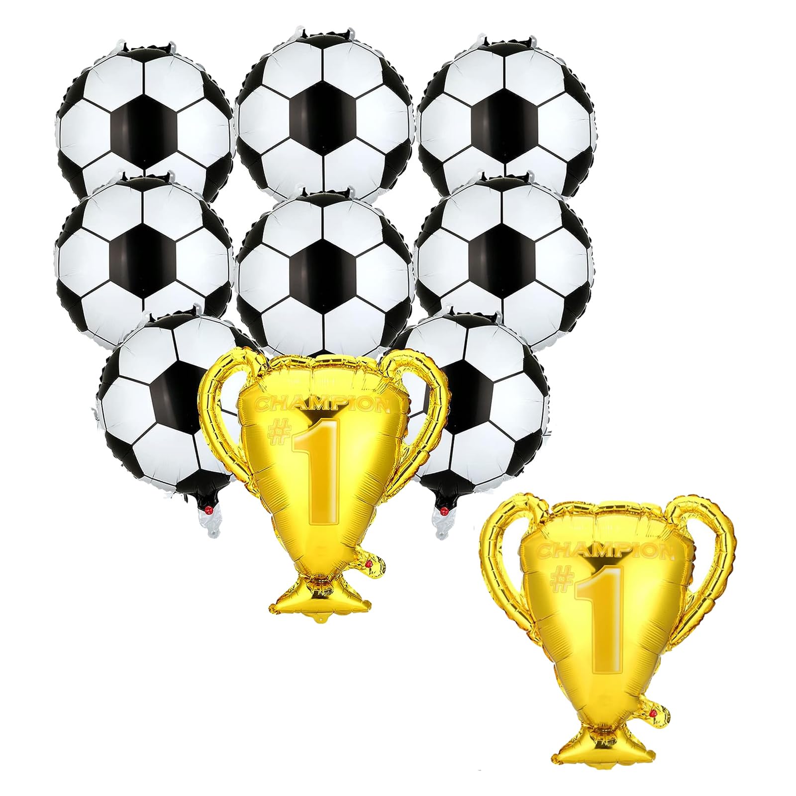 10PCS Championship Trophy Balloon and Soccer Foil Balloons Soccer Party Balloons Set for Birthday Baby Shower Wedding Anniversary Soccer Themed Party Decoration