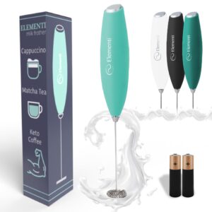 elementi milk frother wand (batteries included) - coffee stirrers electric mini mixer for powder drinks - electric stirrer for powder drinks - protein powder mixer wand (mint)