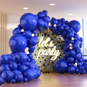 150pcs royal blue balloons different sizes pack, 18 12 10 5 inch party balloon garland arch kit birthday baby shower graduation baseball nautical party decorations(with 2 ribbons)