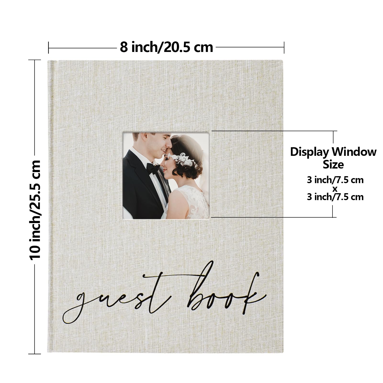 Vienrose Wedding Guest Book Polaroid Guest Book Photo GuestBook Sign in book Personalized Linen Cover 120 Pages Hardcover with Lined, Alternative Baby Shower, Party, Birthday (10" x 8" Minimalist)