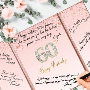 Crenics Rose Gold 60th Birthday Decorations, Creative 60th Birthday Guest Sign in Book Alternative, Large 60th Birthday Signature Book 12" x 18", Great 60 Years Old Birthday Gifts for Women