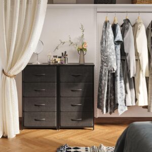 AODK Dresser for Bedroom with 4 Storage Drawers, Small Dresser Chest of Drawers Fabric Dresser with Sturdy Steel Frame, Black