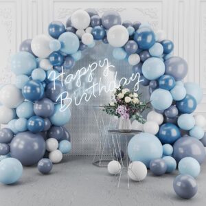 Dusty Blue Balloon Arch Garland Kit-143Pcs Macaron Gray Blue Balloons for Birthday Bridal Shower Christmas Reunion Party Wedding Decoration