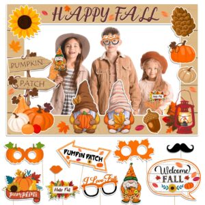 fall decor happy fall gnomes pumpkin photo booth frame and props for autumn themed pumpkin patch thanksgiving party favors decorations supplies-11pieces