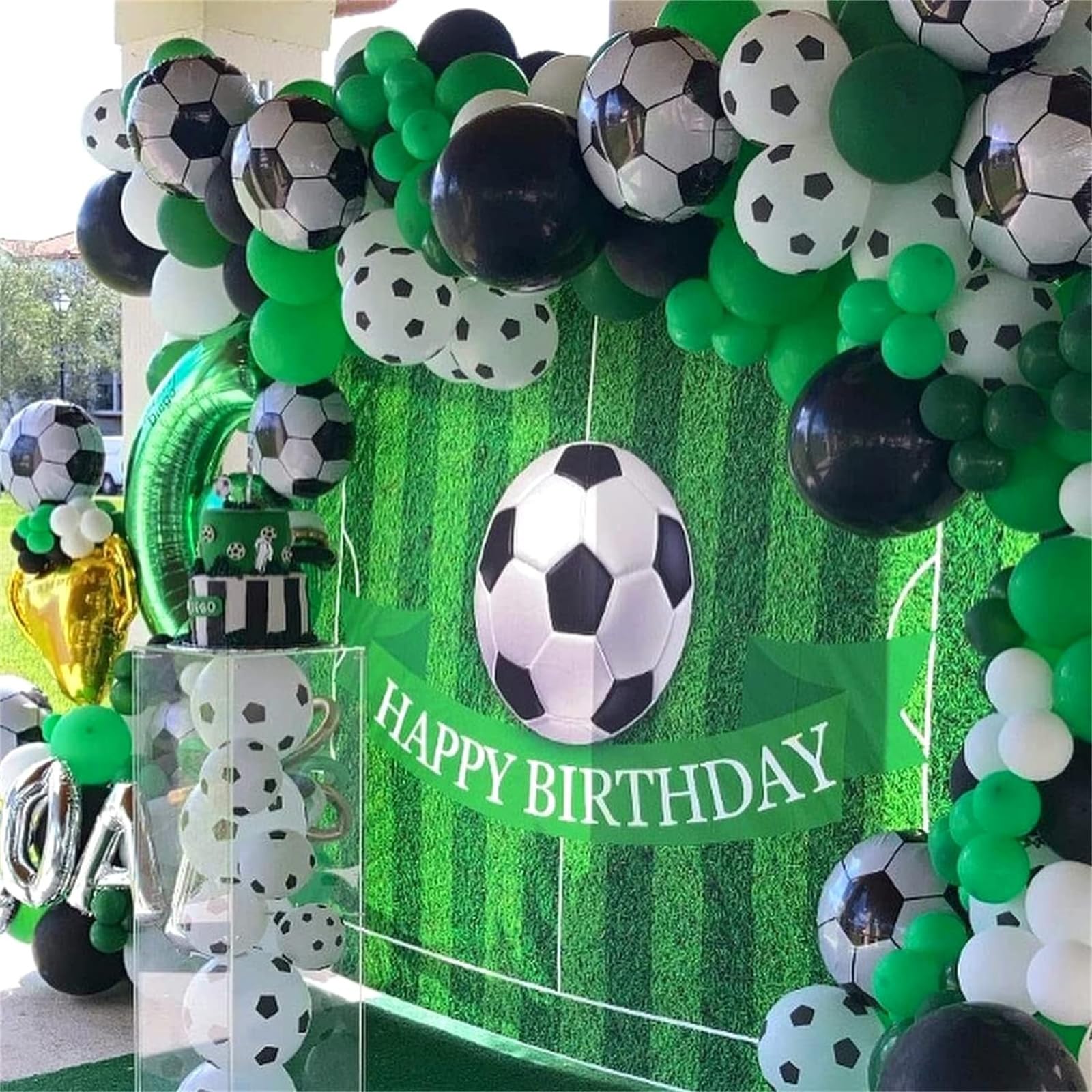 10PCS Championship Trophy Balloon and Soccer Foil Balloons Soccer Party Balloons Set for Birthday Baby Shower Wedding Anniversary Soccer Themed Party Decoration