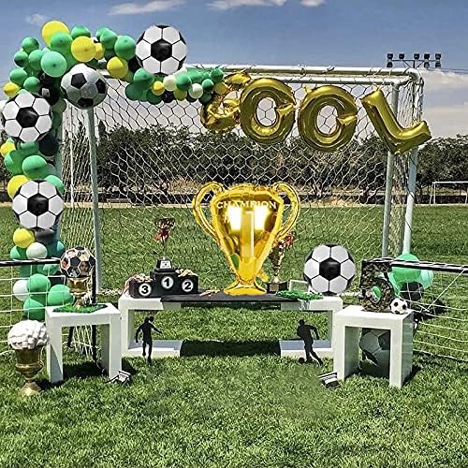 10PCS Championship Trophy Balloon and Soccer Foil Balloons Soccer Party Balloons Set for Birthday Baby Shower Wedding Anniversary Soccer Themed Party Decoration