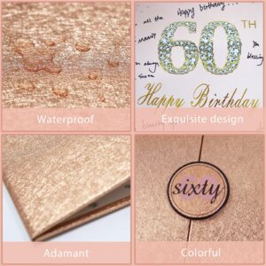 Crenics Rose Gold 60th Birthday Decorations, Creative 60th Birthday Guest Sign in Book Alternative, Large 60th Birthday Signature Book 12" x 18", Great 60 Years Old Birthday Gifts for Women