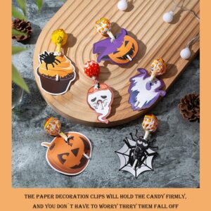 Riseyue Christmas Halloween Lollipop Decoration Card Paper Variety of Design Candy Holder Gift Cards School Games Prizes (210pcs Halloween candy card)